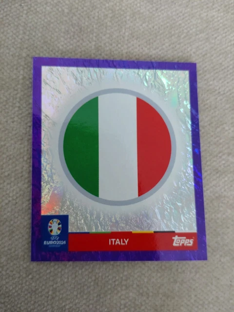 TOPPS OFFICIAL EURO 2024 Stickers Italy Flag Purple Parallel £1.99 ...