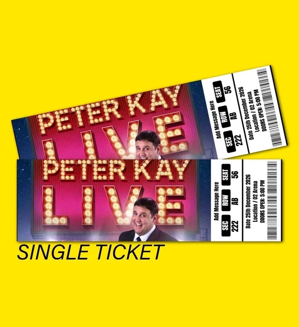 PETER KAY LIVE Tour 2026 Theatre Ticket Personalized Gift Reveal Custom ...