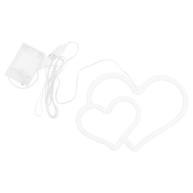 CREATIVE DOUBLE HEART Neon Sign LED Modeling Light Night Light without ...