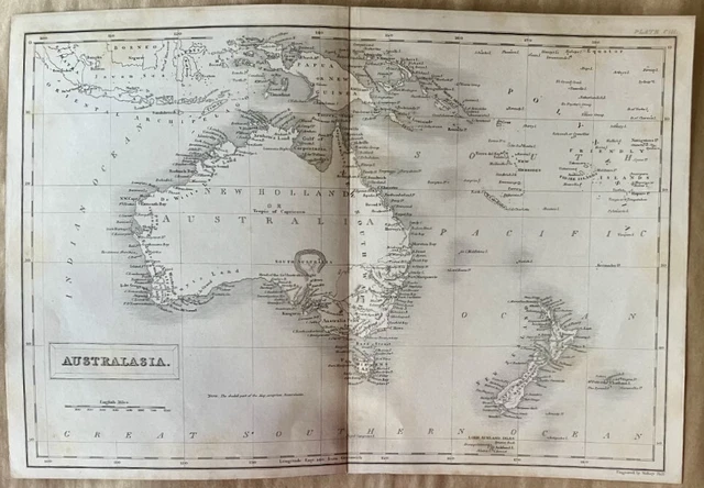 1842 BRITANNICA ANTIQUE Map Australasia Australia New Zealand Oceania £ ...