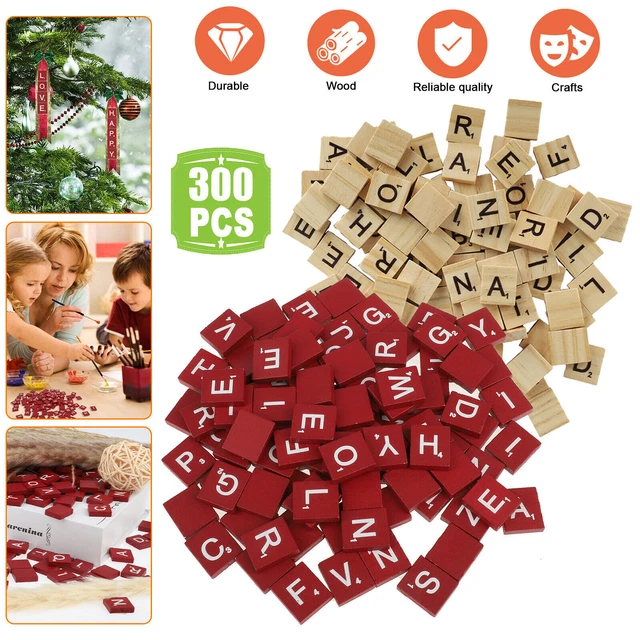 300 PCS WOOD Scrabble Tiles Replacement Wooden Alphabet Pick Letters ...