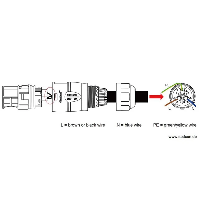SOLAR CONNECTOR SOLAR PV AC 3 Pin Connector For Single-phase Micro ...