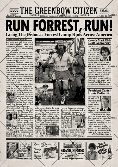 FORREST GUMP MOVIE Newspaper print £14.99 - PicClick UK