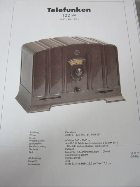 RADIO-FERNSEHARCHIV SCHALTPLAN 93 Telefunken 122W, 1932 EUR 6,71 ...