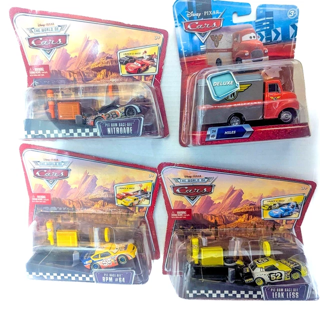 DISNEY PIXAR'S CARS Diecast Lot - 3 Pit row Racers + RARE Miles Deluxe ...