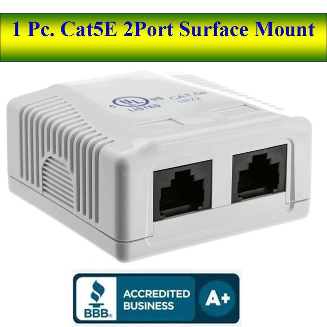 2 PORT RJ45 Ethernet Network Surface Mount Keystone Jack For Cat5E ...