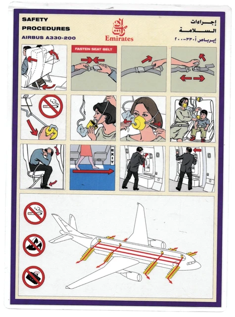 SAFETY CARD EMIRATES Airbus A330-200 EUR 3,00 - PicClick FR
