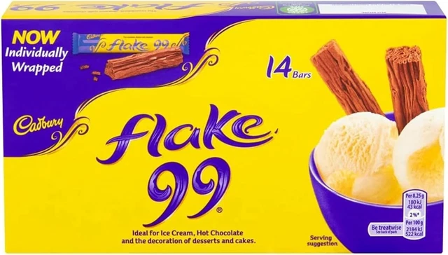 CADBURY FLAKE 99 Chocolate Bar, Individually Wrapped Flaky Milk ...