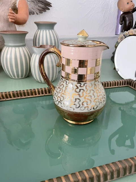 LOVELY VINTAGE SADLER Coffee Pot/Jug Pink Green Gold £19.90 - PicClick UK