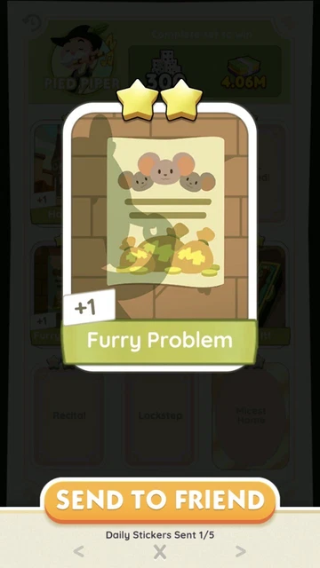 MONOPOLY GO! STICKER Furry Problem Pied Piper Set Epic Myths Album £0. ...