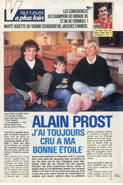 COUPURE DE PRESSE Clipping 1986 Alain Prost (3 pages) EUR 5,00 ...