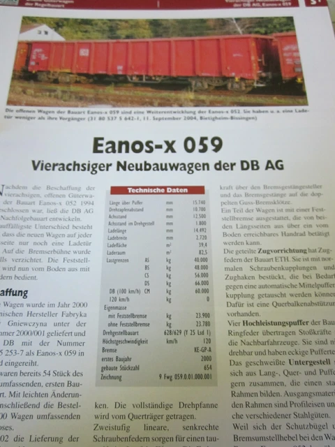 EISENBAHNWAGEN MIT RISSZEICHNUNG 5.1 Eanos-X 059 N4 achs Neubauwagen DBAG EUR 4,41 - PicClick DE