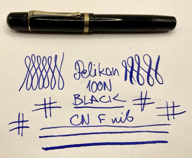 1940S RARE PELIKAN 100N Fountain Pen FLUTED CAP-FULL BLACK-CN F Nib ...