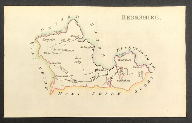 MAP OF BERKSHIRE by John Aikin England Delineated 1803 Original with ...