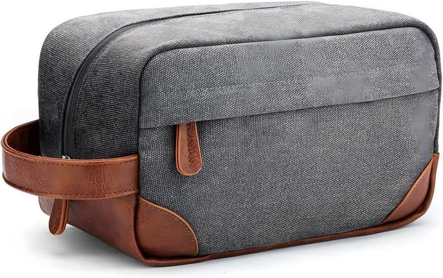 TOILETRY BAG FOR Men, Canvas Water Resistant Toiletry Bags, Dopp Kit ...