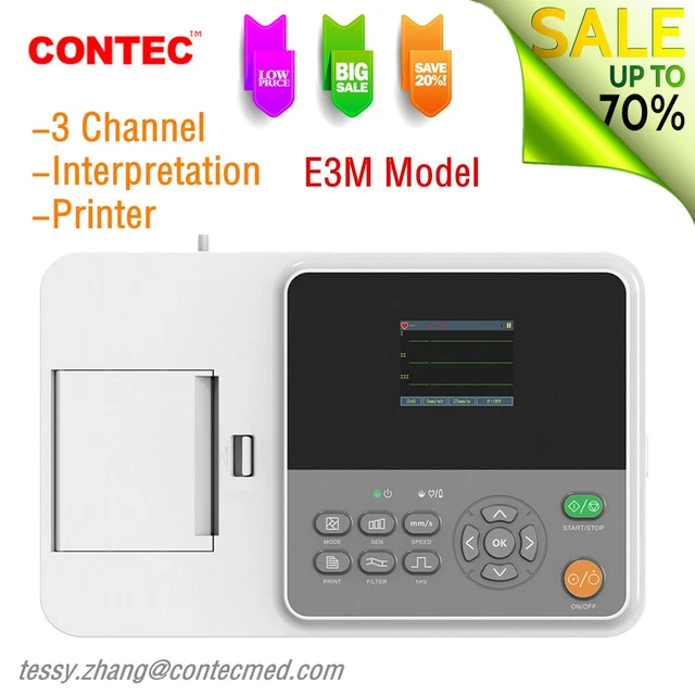CONTEC E3M 3 channel ECG machine EKG Monitor Electrocardiograph ...