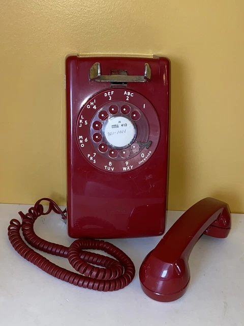 RED WESTERN ELECTRIC 554A/B Rotary Wall Telephone Rare 554BMP Made in ...