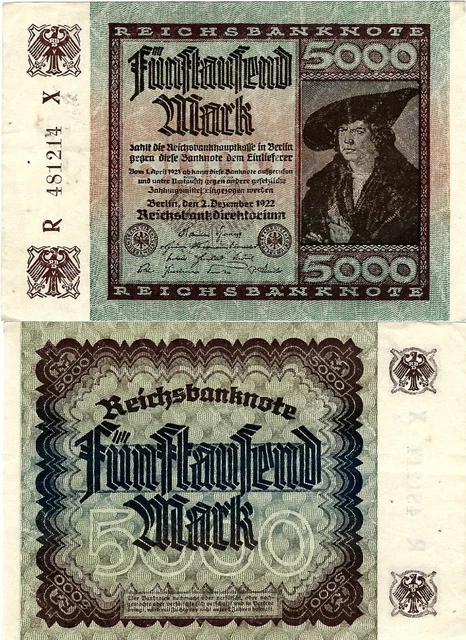 REICHSBANKNOTE 5000 MARK 1922 Berlin Reichsbank DEU-91a Ro.80a P-81c ...