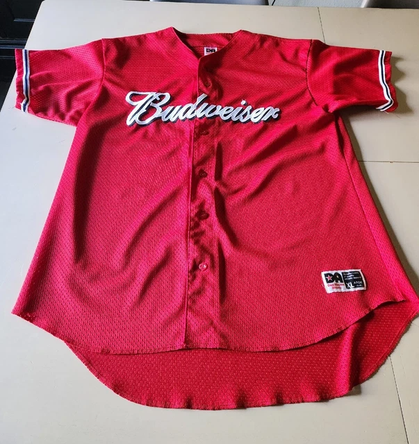 BUDWEISER KING OF Beers Don Alleson Athletic Red Baseball Jersey Size ...