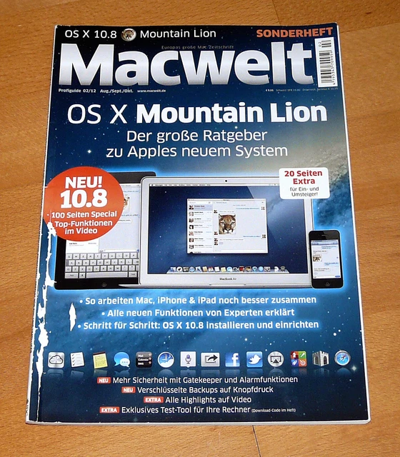 MACWELT SONDERHEFT MAC OS X 10.8 Mountain Lion, mit CD EUR 5,90 - PicClick DE