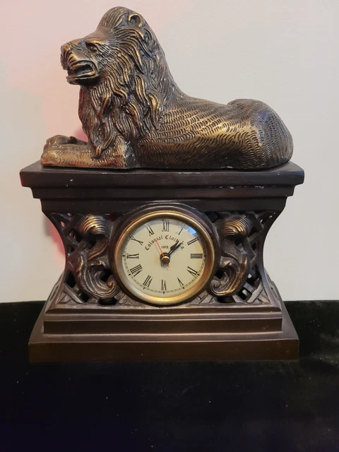 VINTAGE BRASS LION Clock Colonial Clock Company $100.00 - PicClick