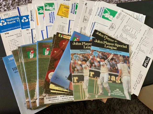 YORKSHIRE COUNTY CRICKET 1950s 1960s 1970s 1980s 1990s programmes ...