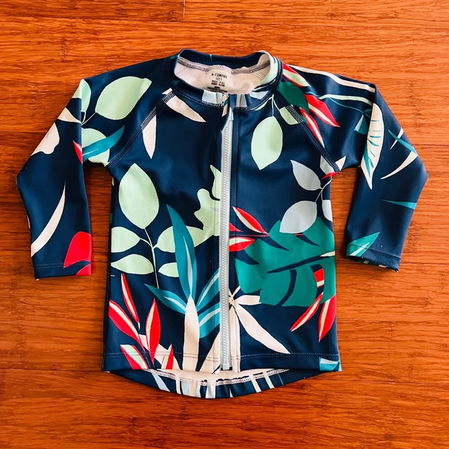 BONDS BABY SWIM Navy Green Floral Long Sleeve Zippy Rashie Rash Top ...