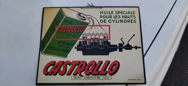 CARTON AFFICHE CASTROLLO castrol bidon huile garage ancien no shell ...