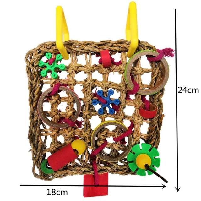 NATURAL RATTAN PARROT Bite Toy Hanging Bird Swing Toy Pet Supplies $23. ...