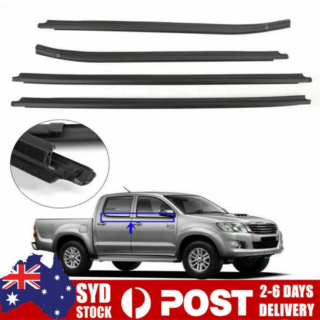 4×WEATHERSTRIP WINDOW MOULDING Trim for Toyota Hilux SR5 Double Cab ...