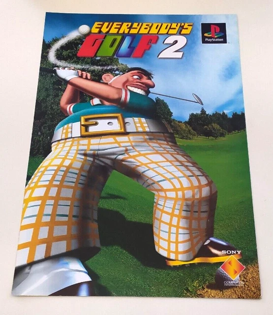 EVERYBODY'S GOLF 2 PSX PS1 BROCHURE PROMO DA NEGOZIO ORIGINALE cm 21X30 ...