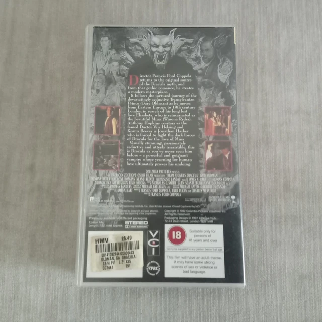 BRAM STOKER'S DRACULA (VHS Video Tape) Gary Oldman, Winona Ryder, Keanu ...