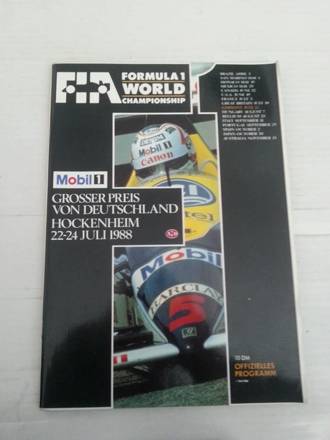 1988 GERMAN GRAND PRIX PROGRAMME Hockenheim (F1 / Formula 1) EUR 22,69 ...