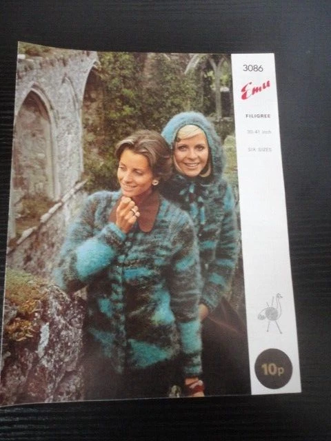VINTAGE KNITTING PATTERN. #3086. emu. Ladies jacket with hood. Filigree ...