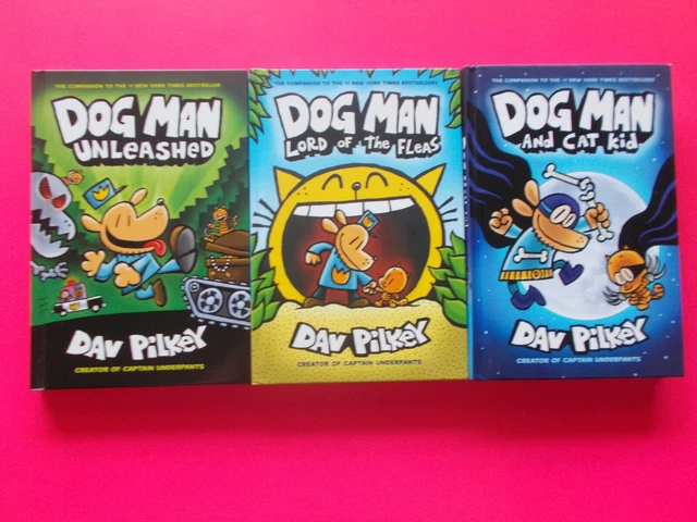 DOG MAN X 3 UNLEASHED LORD OF THE FLEAS & AND CAT KID by DAV PILKEY *AS ...