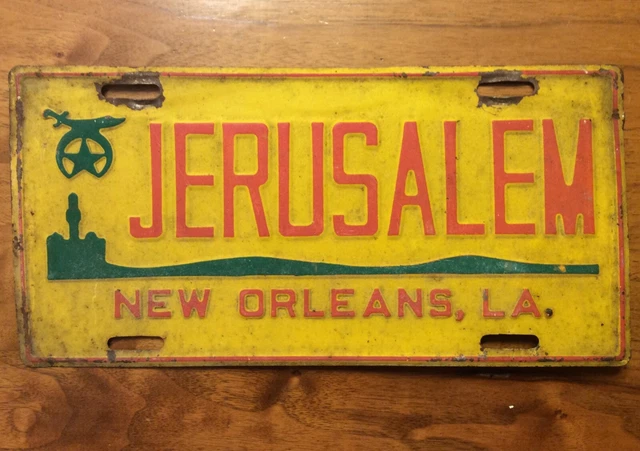 1950S JERUSALEM SHRINERS TEMPLE NEW ORLEANS LA BOOSTER LICENSE PLATE ...