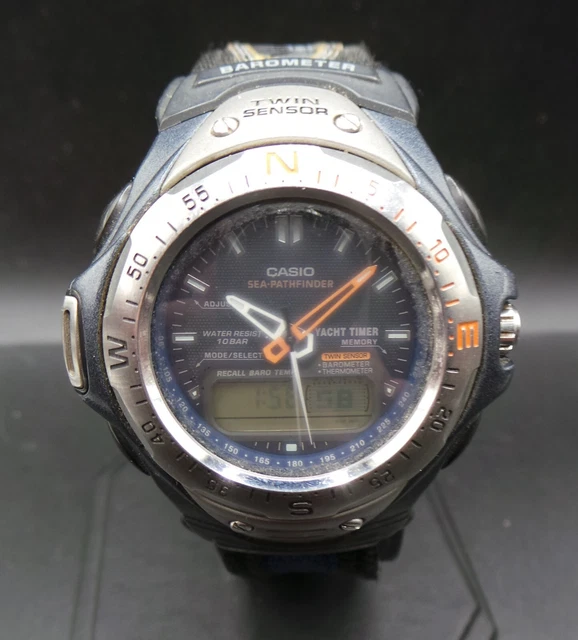 CASIO SEA-PATHFINDER YACHT Timer, Twin Sensor SPF-50 Mens Quartz ...