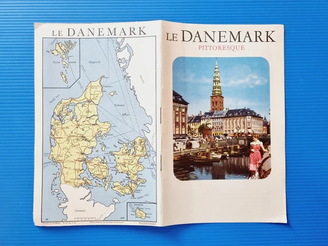 DENMARK PITTORESQUE 50S Vintage Leaflet Tourist Map Brochure Travel ...