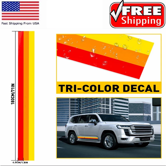 TRI-COLOR STRIPE DECAL Sticker For Toyota Tacoma 4Runner TRD Tundra ...