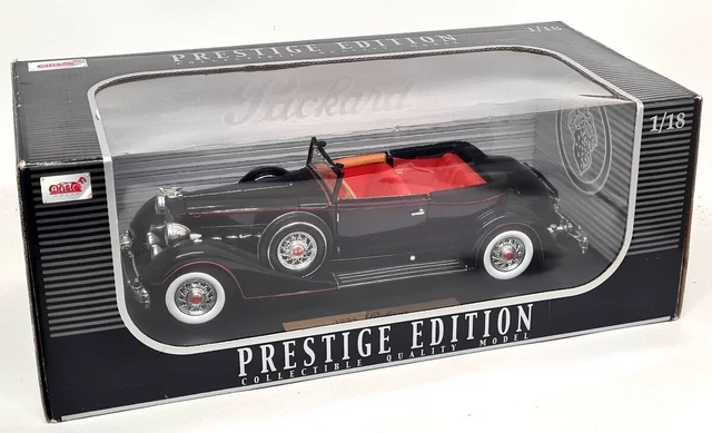 ANSON 1/18 - Packard 1934 Open Convertible Black Diecast Scale Model ...