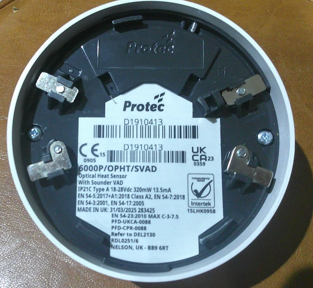 PROTEC 6000P/OPHT/SVAD OPTICAL Heat Sensor With Sounder VAD Date 2025 £ ...