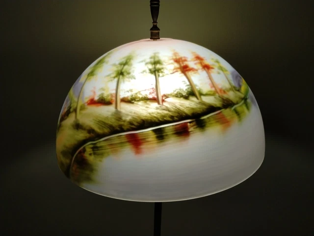 VINTAGE REVERSE HAND Painted Glass Lamp Shade $59.99 - PicClick