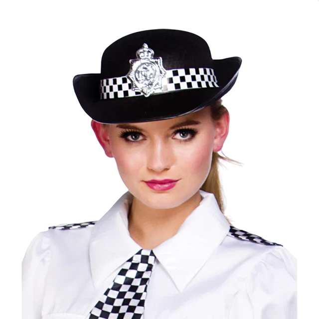 BRITISH POLICE OFFICER Ladies Fancy Dress Hat WPC Policewoman Adult New ...