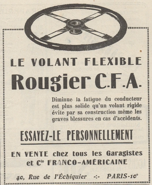 Z8723 VOLANTS FLEXIBLE Rougier C.F.A Publicité D'Époque - 1926 Old ...
