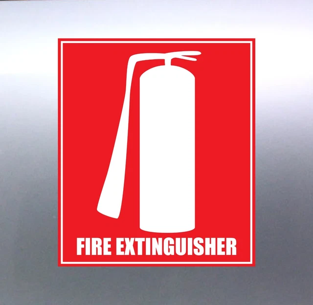 4 X FIRE extinguisher vinyl sticker 100 x 120 mm car truck window red ...