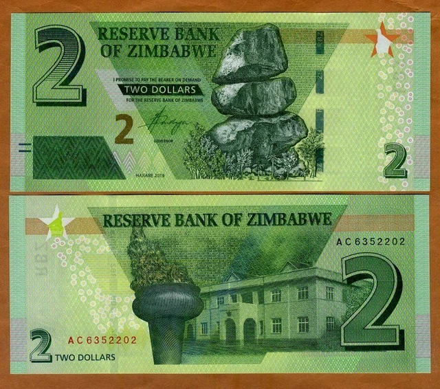 2019 ZIMBABWE 2 Dollar Bank Note-Random Prefix-UNC Cond-20-500 $4.95 ...