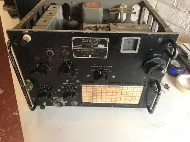WW2 US NAVY MILITARY RADIO COLLINS TCS 12 HF RECEIVER COL-46159 + power ...