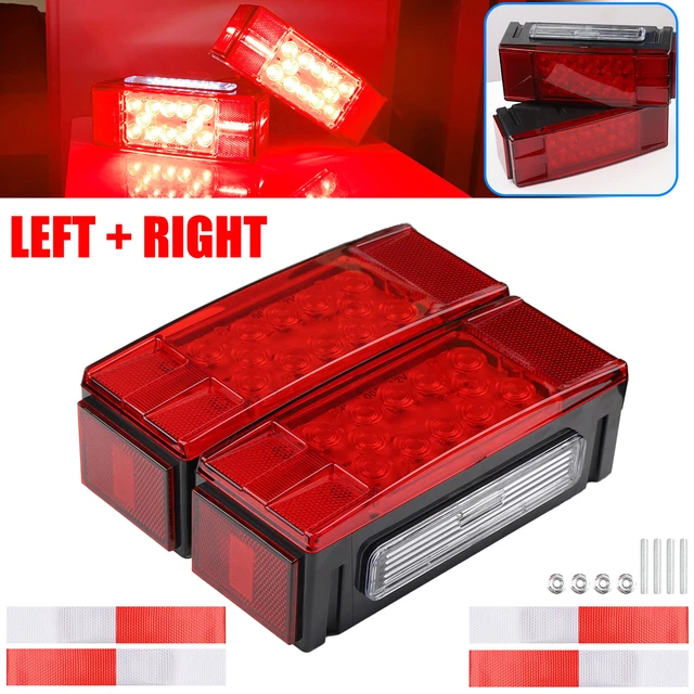UPGRADED LED SUBMERSIBLE Trailer Boat Rectangle Stud Stop Turn Tail ...