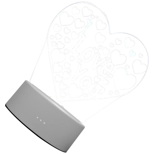3D HEART SHAPE Lamp Multicolor LED Lights Touch USB Night Light Table ...