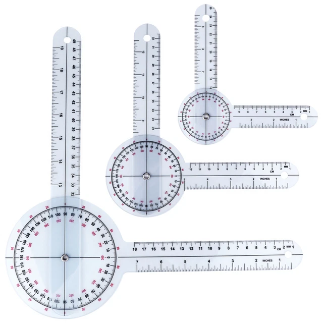3 PCS GONIOMETER Physical Protractor Set Goniometer Metal Protractor ...